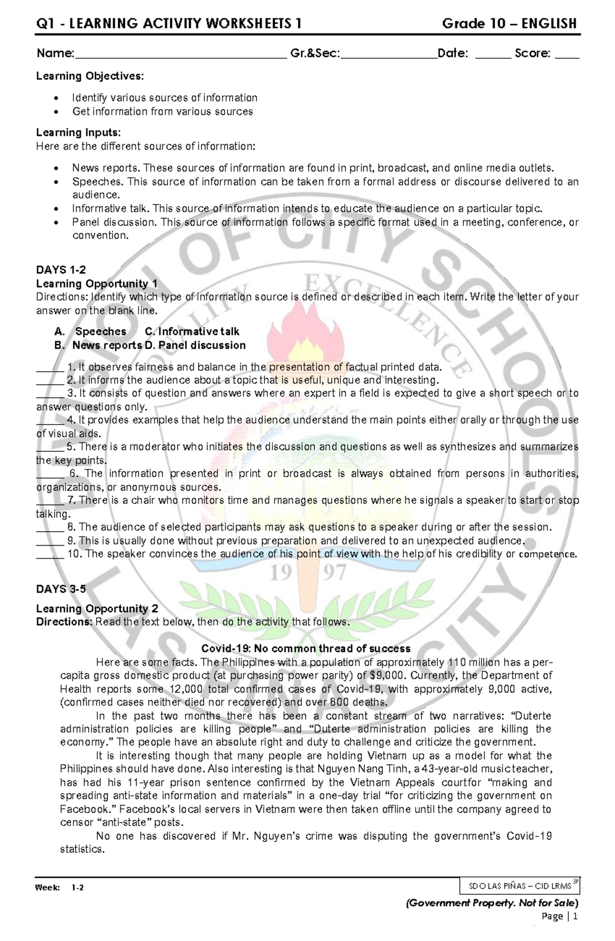 Q1 G10 ENG LAW 1 - GOODLUCK - Name:___________________________________ - Studocu