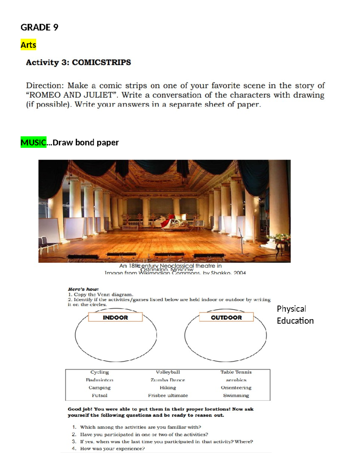 Grade-9- Activities - Fddd - mapeh, esp , filipino - GRADE 9 Arts MUSIC ...