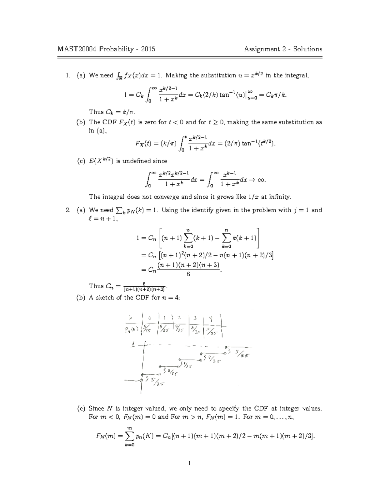 Exercises Assignment 2, 2014 Questions and Answers.pdf - MAST20004 ...