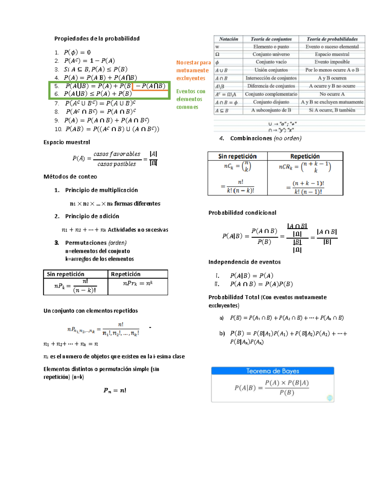 Formulario-Probabilidad EXAM GR1 - Propiedades de la probabilidad 1. 𝑃 ...