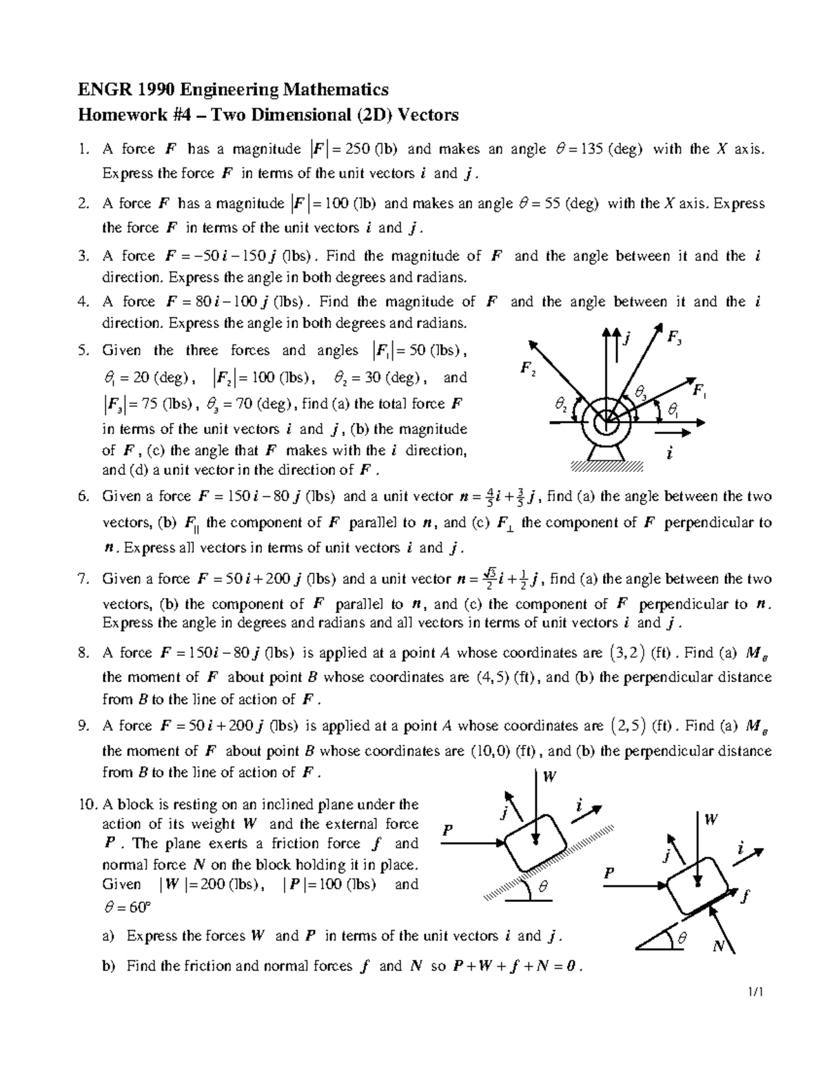 ENGR 1990 homework 4 + solution - 1/ ENGR 1990 Engineering Mathematics ...