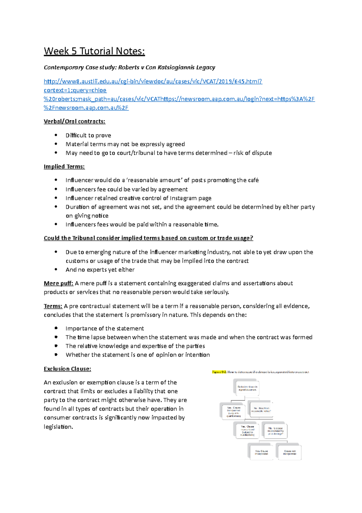 Week 5 Tutorial Notes - Week 5 Tutorial Notes: Contemporary Case study ...