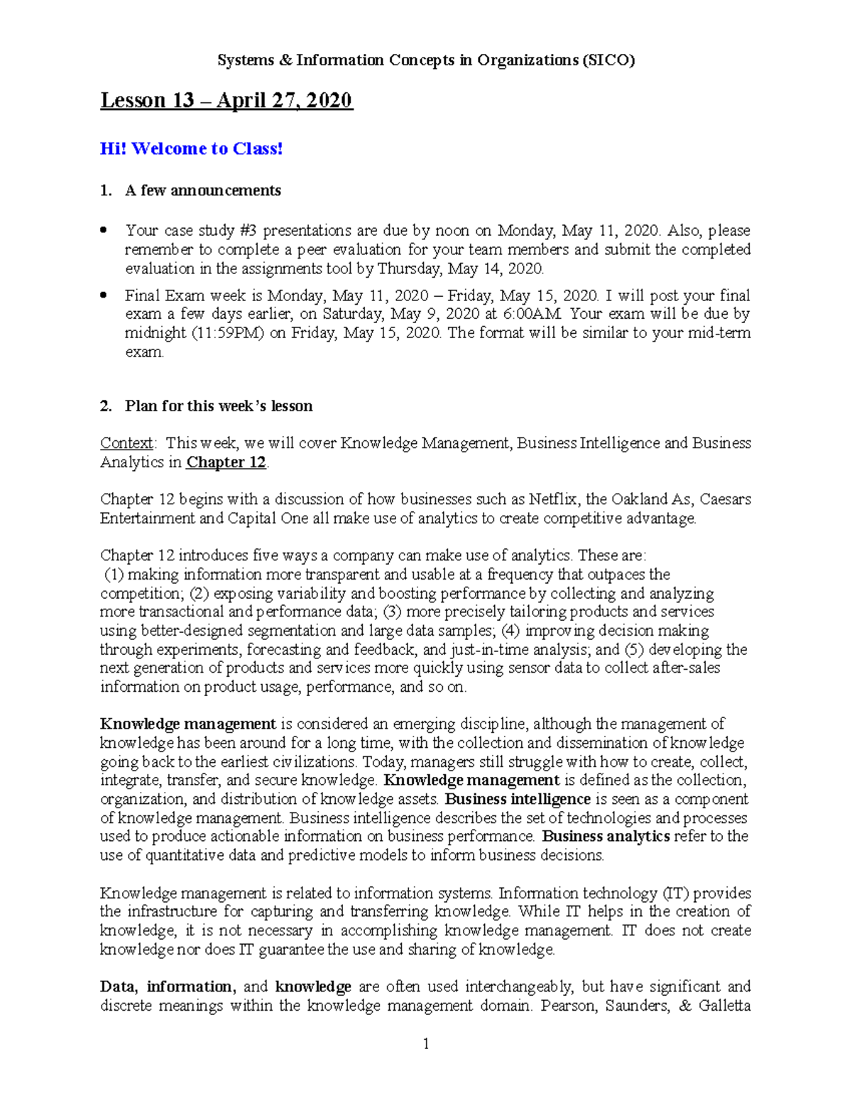 Lesson-13-Outline Spring 2020 - Lesson 13 – April 27, 2020 Hi! Welcome ...