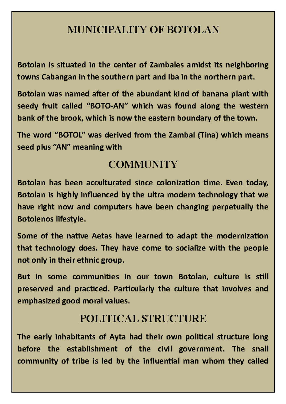 Municipality of Botolan - Magkamiha Tamo - MUNICIPALITY OF BOTOLAN ...