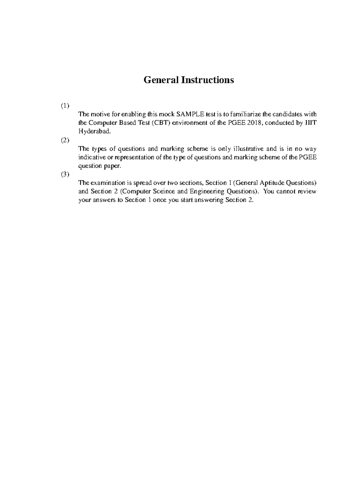 2018 pgee CSE Section 1 Section 2 Sample Questions - General ...