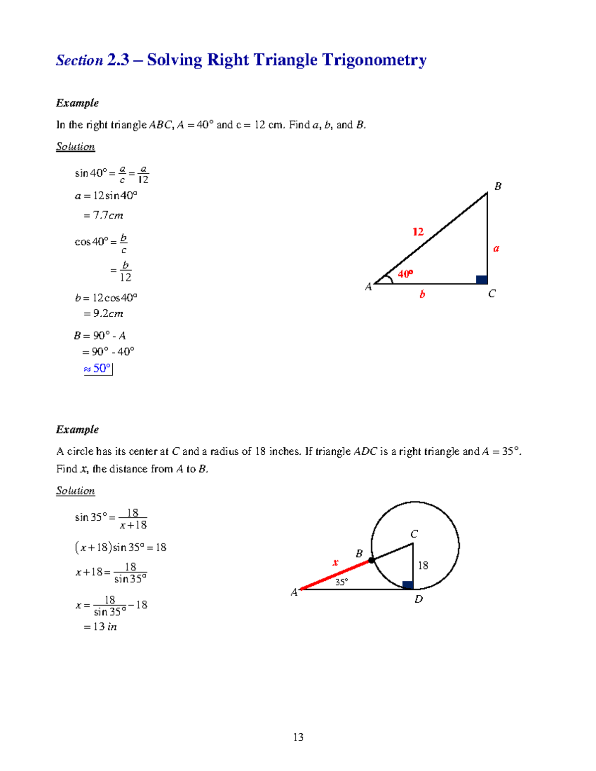 Right Tri+Bearings - n/a - Section 2 – Solving Right Triangle ...