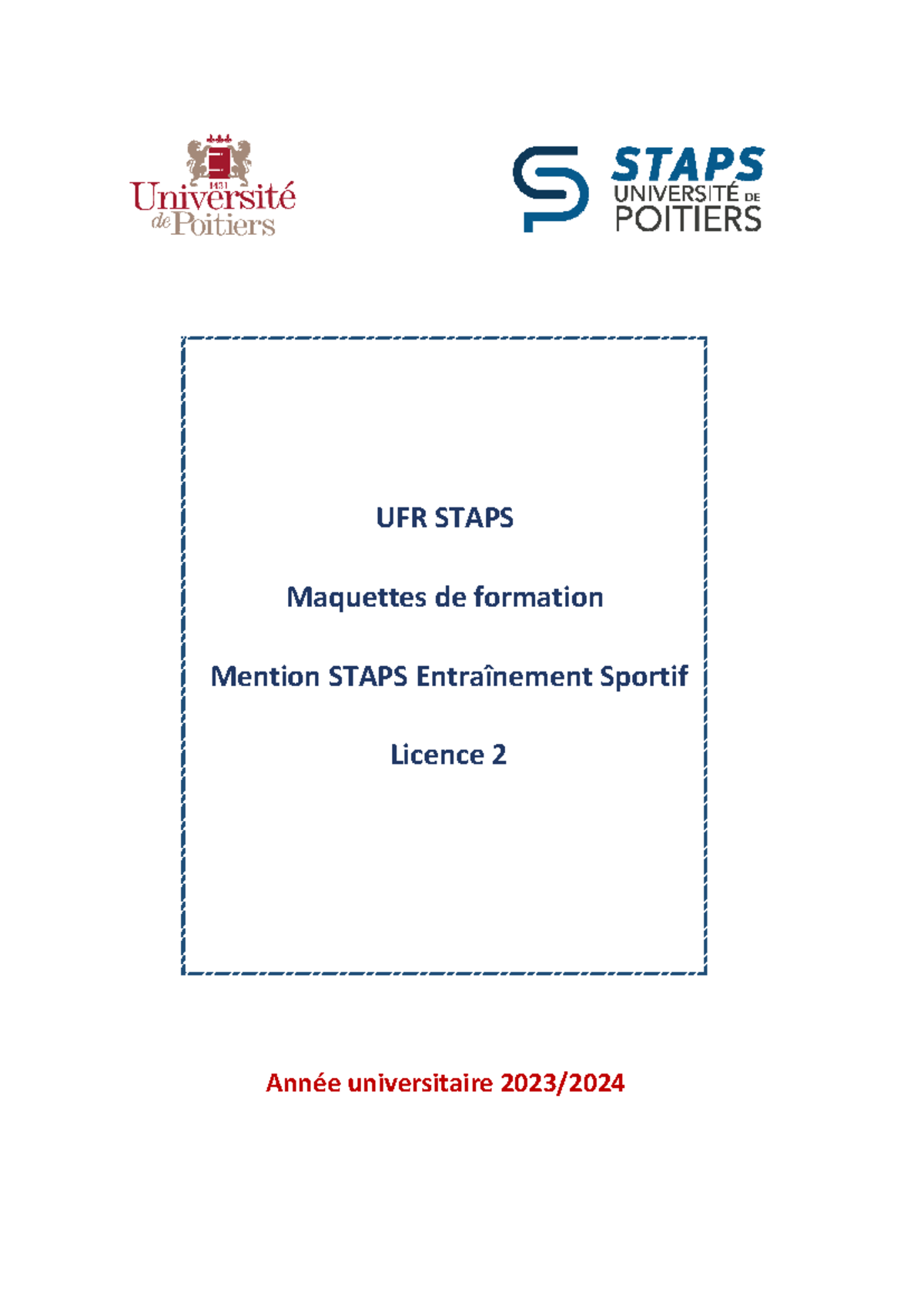 Maquettes Staps ES L2 - UFR STAPS Maquettes de formation Mention STAPS ...