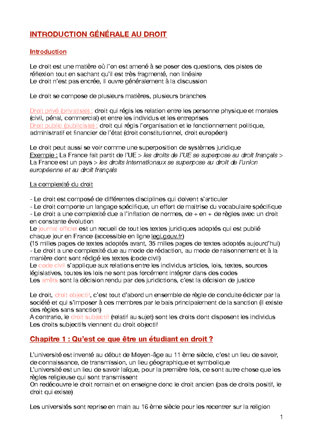Cours introduction au droit - INTRODUCTION GÉNÉRALE AU DROIT ... Cours introduction au droit - INTRODUCTION GÉNÉRALE AU DROIT ...