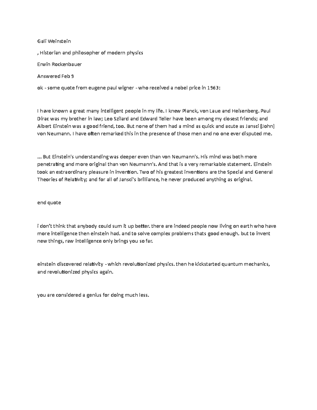 Erwin - Lecture notes 3 - Gali Weinstein, Historian and philosopher of ...