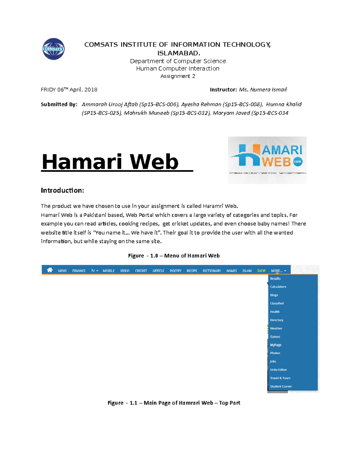 Assignment 2 7A HCI - notes - COMSATS INSTITUTE OF INFORMATION ...