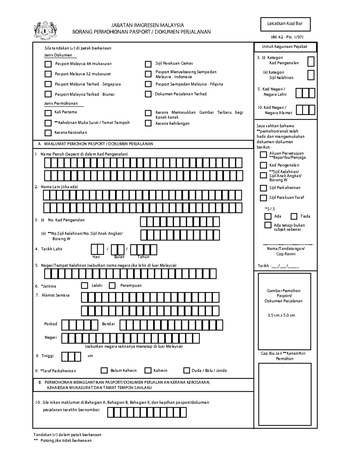 Borang-Permohonan-Pasport - JABATAN IMIGRESEN MALAYSIA BORANG ...