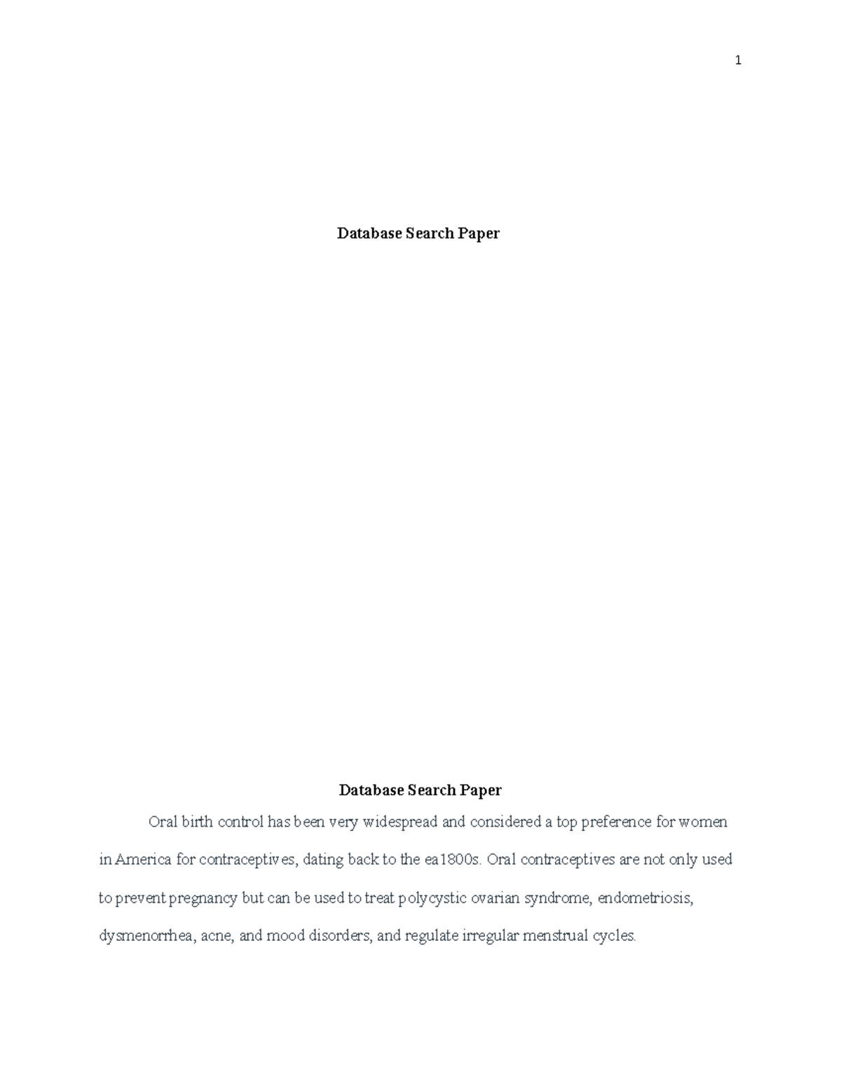Mod I Database Search Paper - Database Search Paper Database Search ...