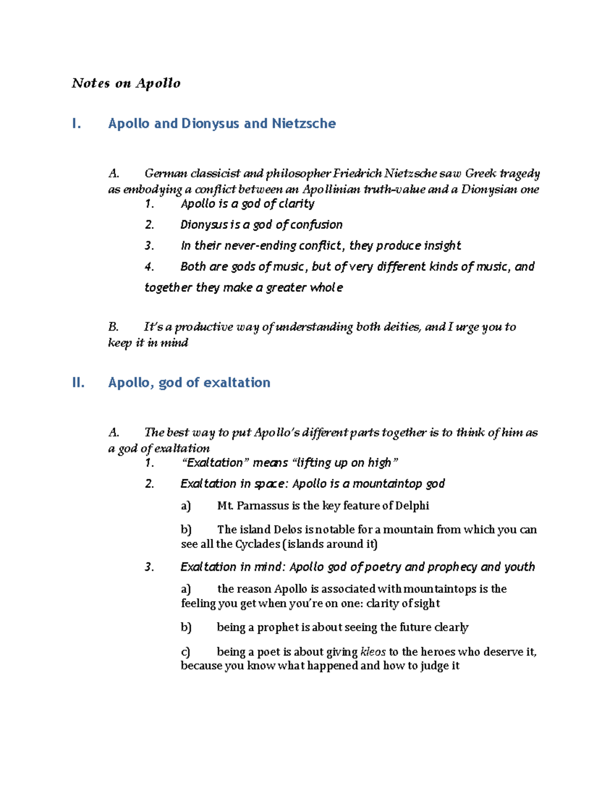 Notes on Apollo - Notes on Apollo A. German classicist and - Studocu