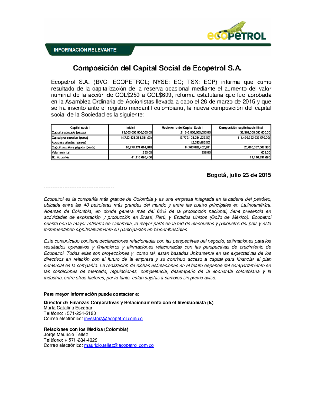 Composición+del+Capital+Social+de+Ecopetrol+S.A - Composición del ...