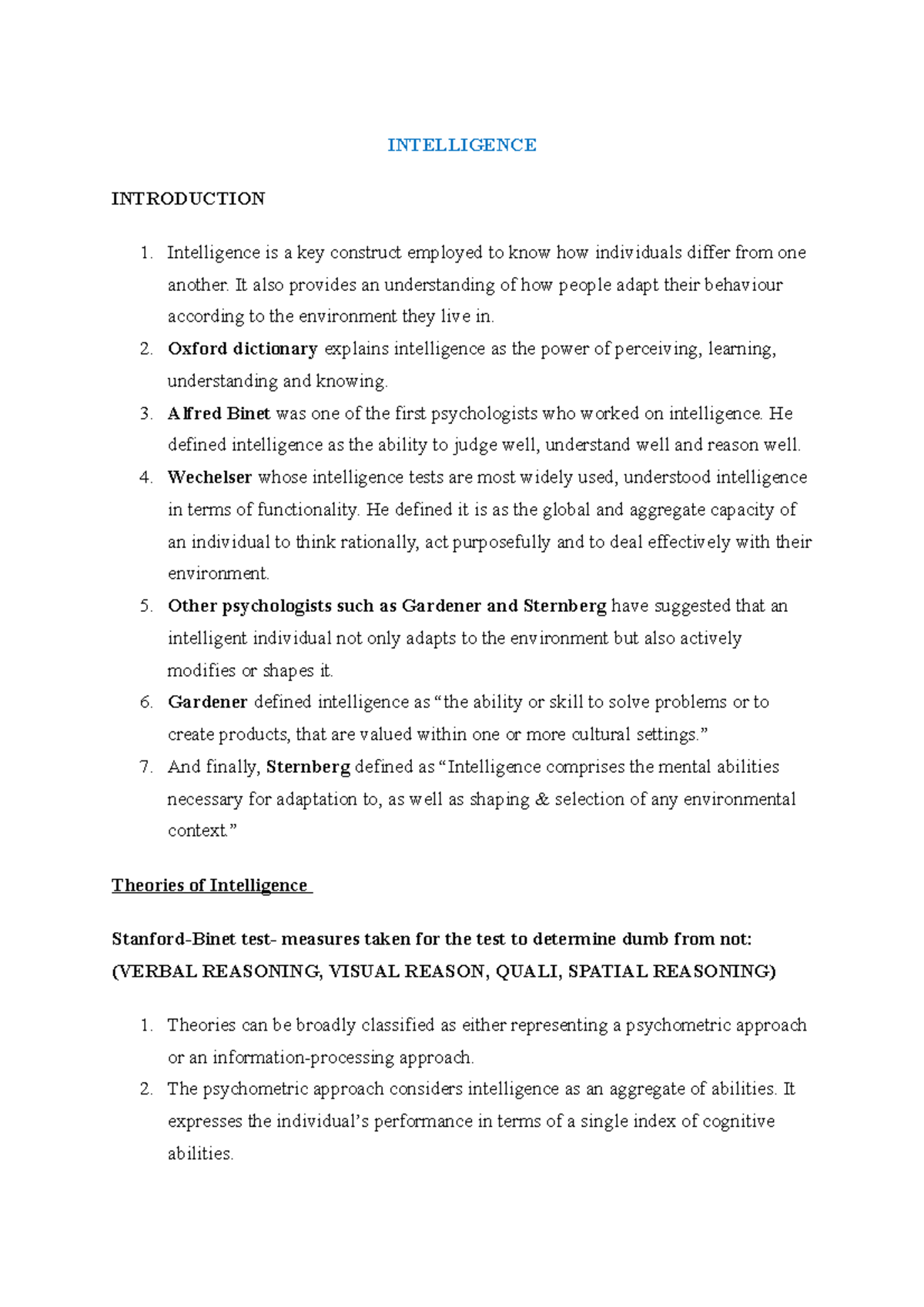 Intelligence - Hello - INTELLIGENCE INTRODUCTION Intelligence is a key ...