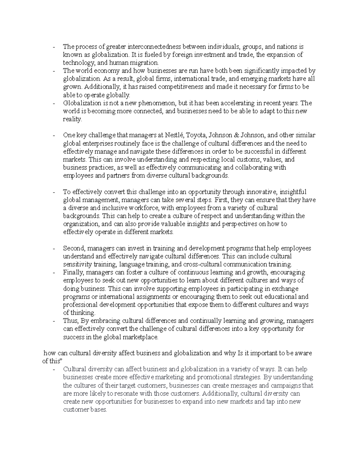 Buad - notes - The process of greater interconnectedness between ...