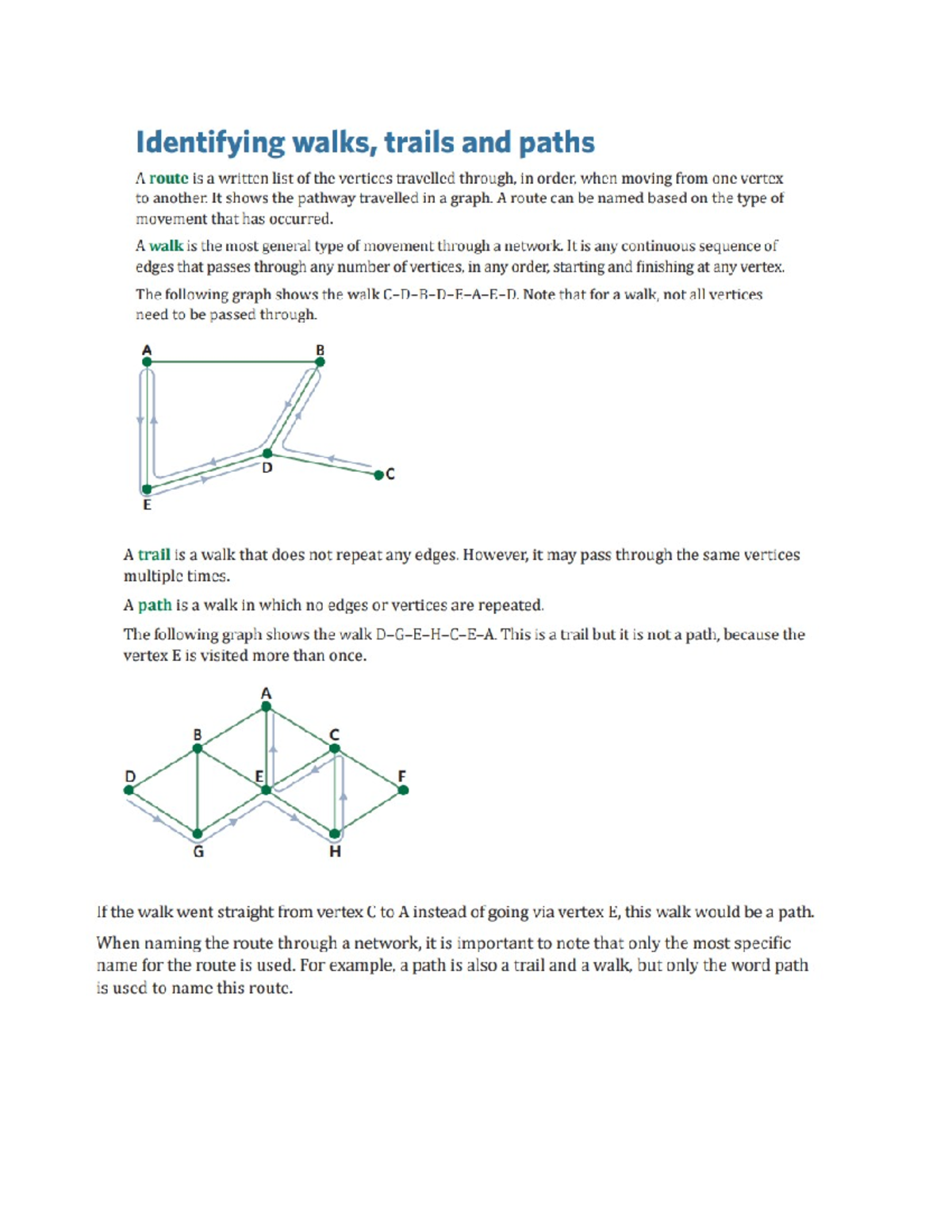 7d maths printing - Identifying walks, trails and paths A route is a ...