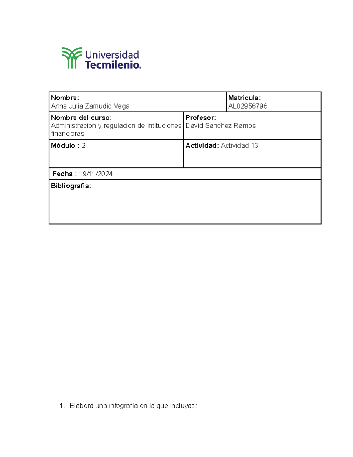 Actv 13 admi - ACTV - Administración y regulación de instituciones financieras - Nombre: Anna ...