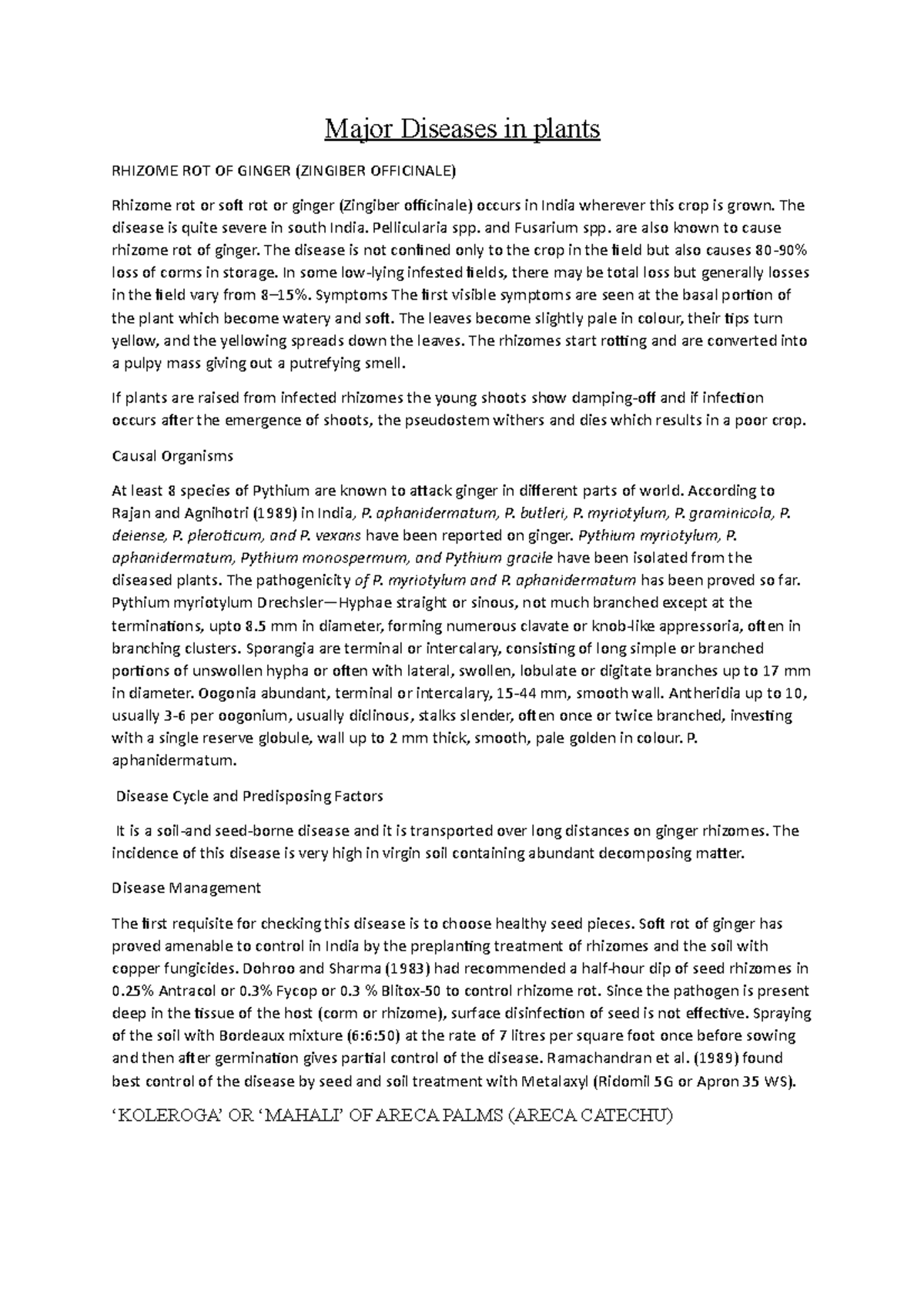 Major Diseases in plants - Major Diseases in plants RHIZOME ROT OF ...