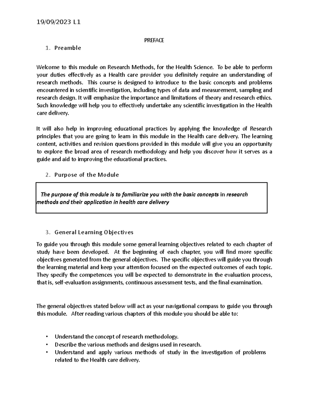 Teacher Samson Odongo S.O REsearch method lesson 1 - PREFACE Preamble Welcome to this module on ...