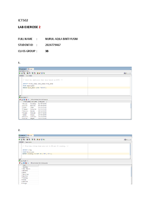 20242 ICT502 le6 - Database Engineering - ICT LAB EXERCISE 6 FULL NAME : MUHAMMAD AKMAL WAFI BIN ...