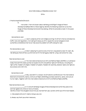 Finals Ethics - FINAL TERM MODULE PRACTICAL PROGRESS CHECK TEST A. Five ...