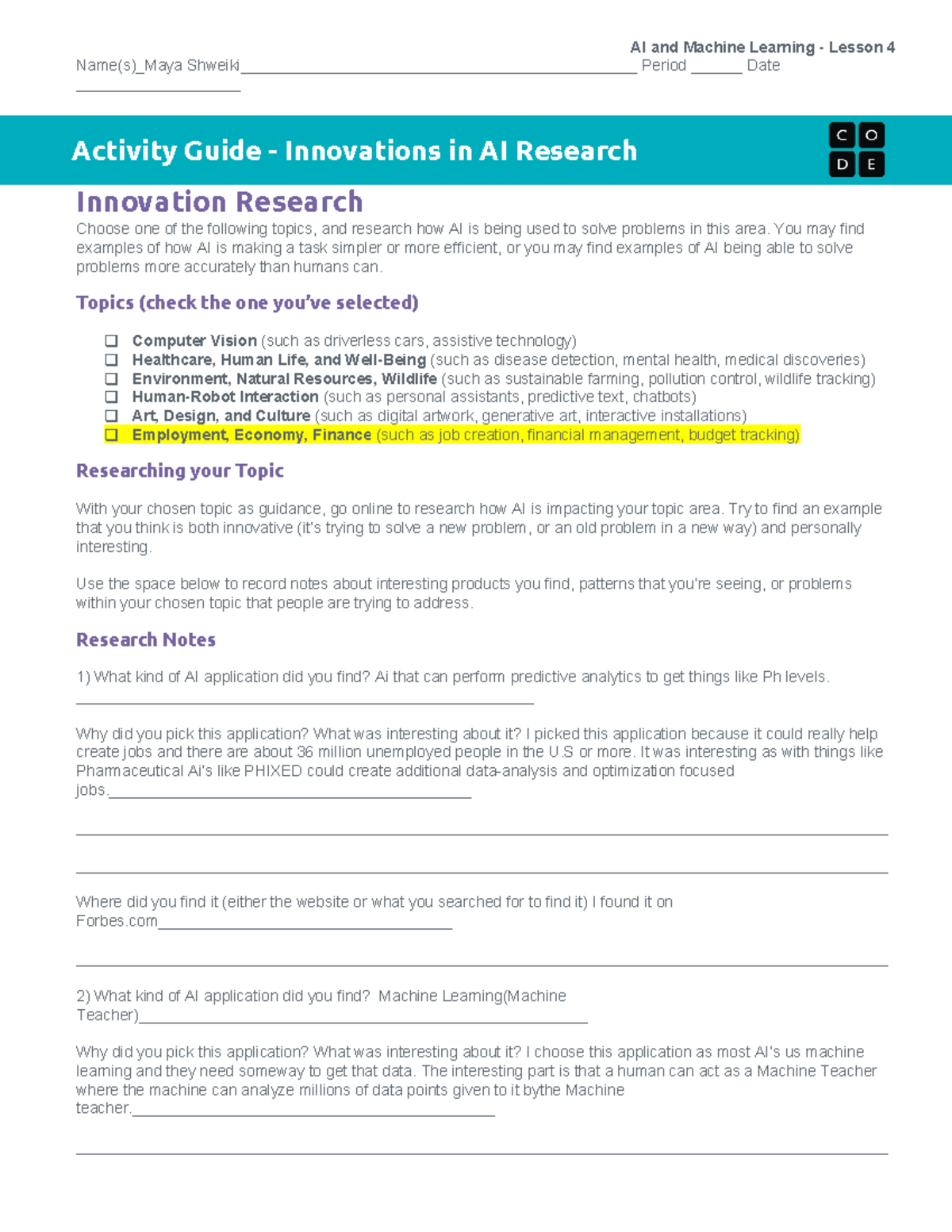 U7L04 - Activity Guide - Innovations in AI Research-1 - AI and Machine ...
