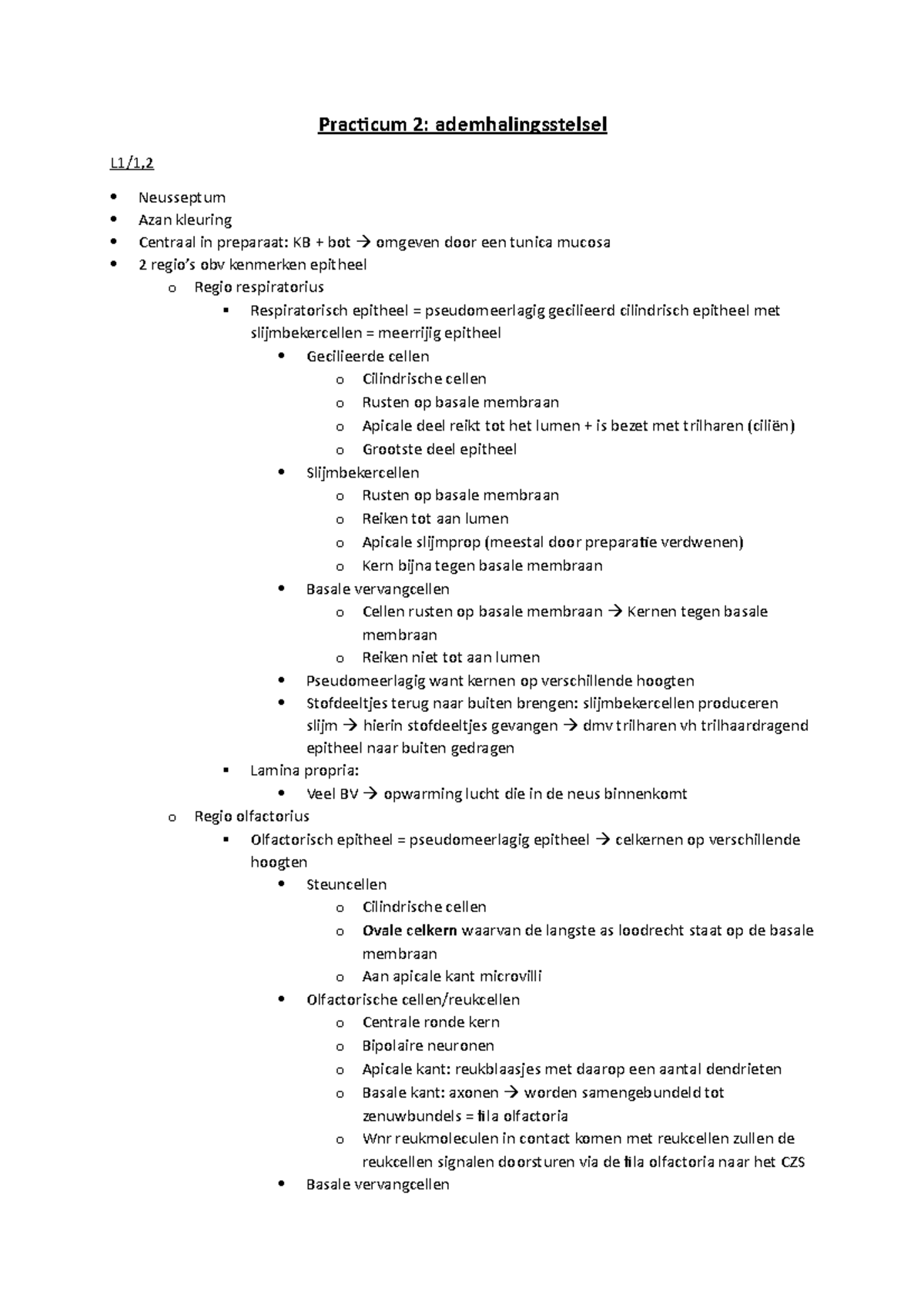 Practicumnota's practicum 2 - Pracicum 2: ademhalingsstelsel L1/1 ...