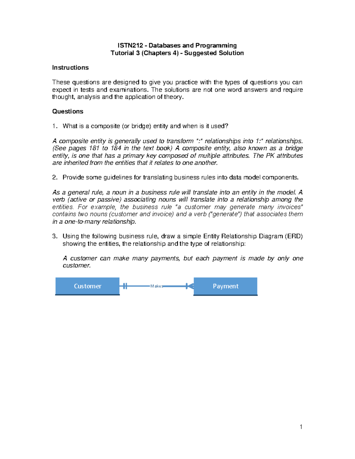 Istn212 Databases Tutorial 3 Chapters 4 Solution Warning Tt Undefined Function 32 