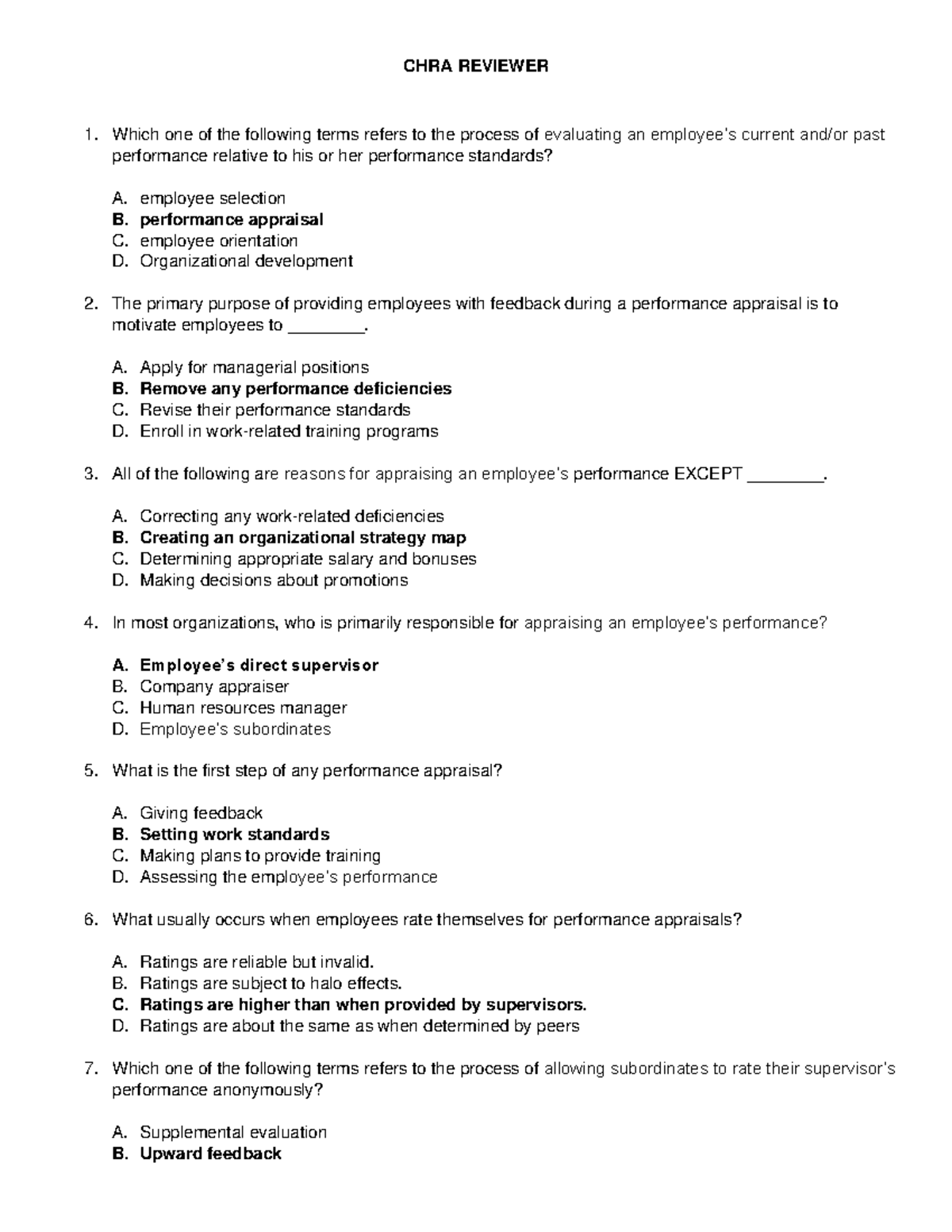 CHRA Reviewer 1 - CHRA REVIEWER Which one of the following terms refers ...