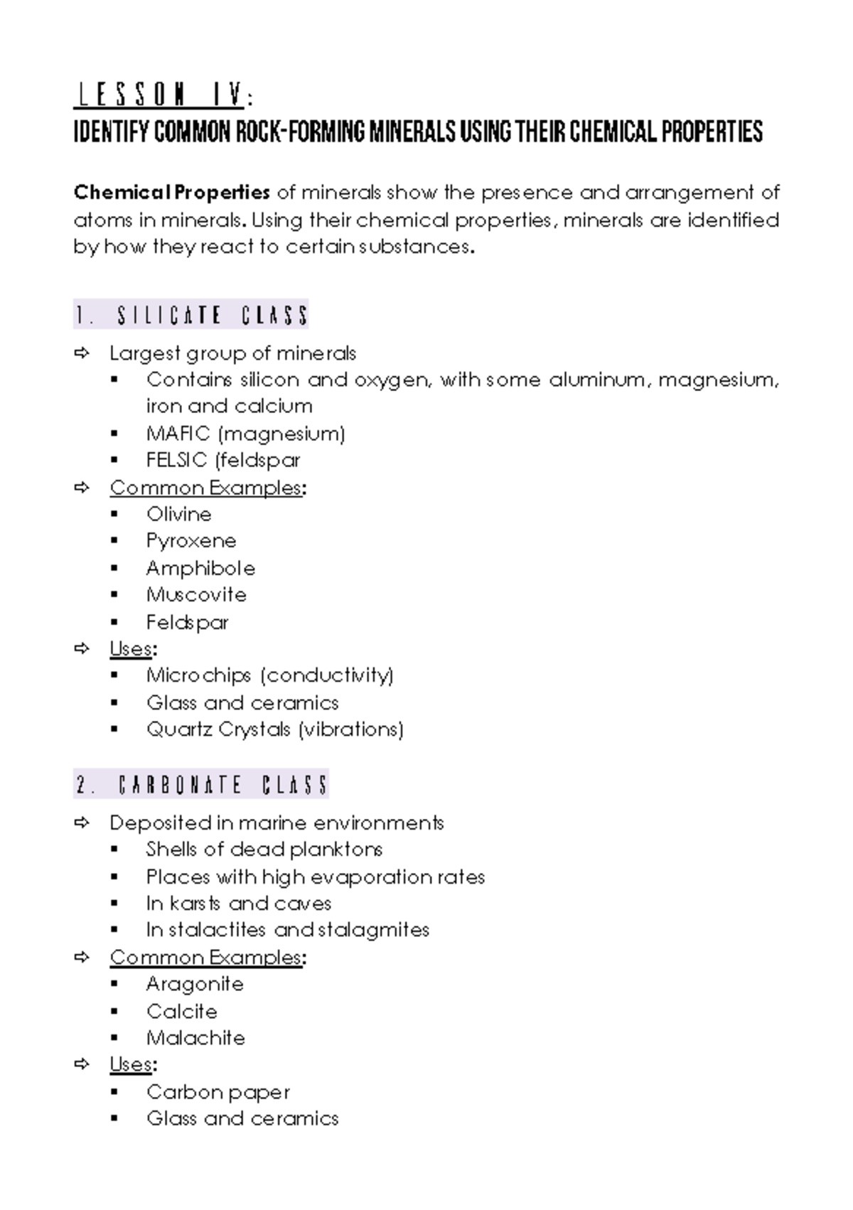 E Sci.4 - Identify Common Rock-forming Minerals Using Their Chemical ...