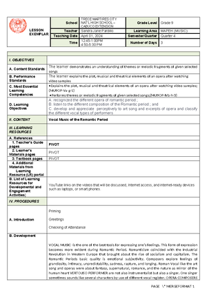 G7 Lesson PLAN Intonation - Lesson Plan English 7 Teacher: Grade 7 ...
