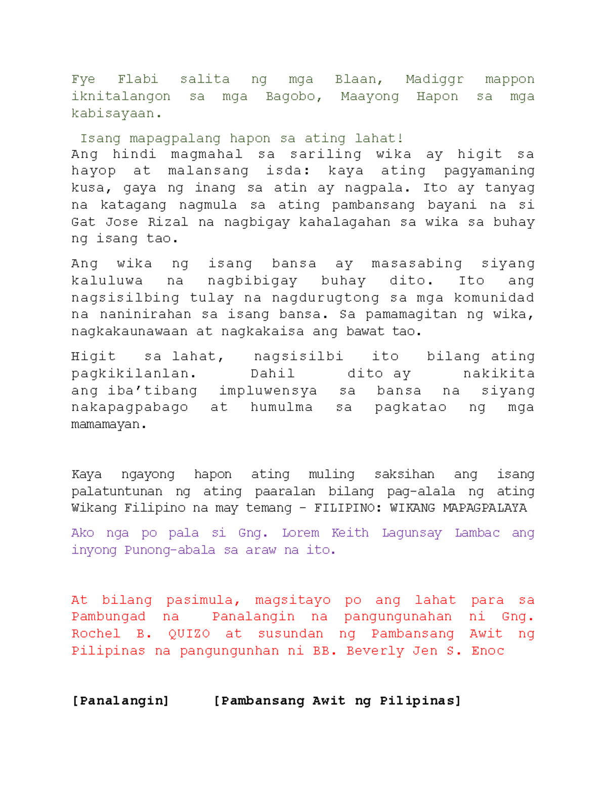 Script Filipino - Summary Integrate: The Pearson Custom Library for ...