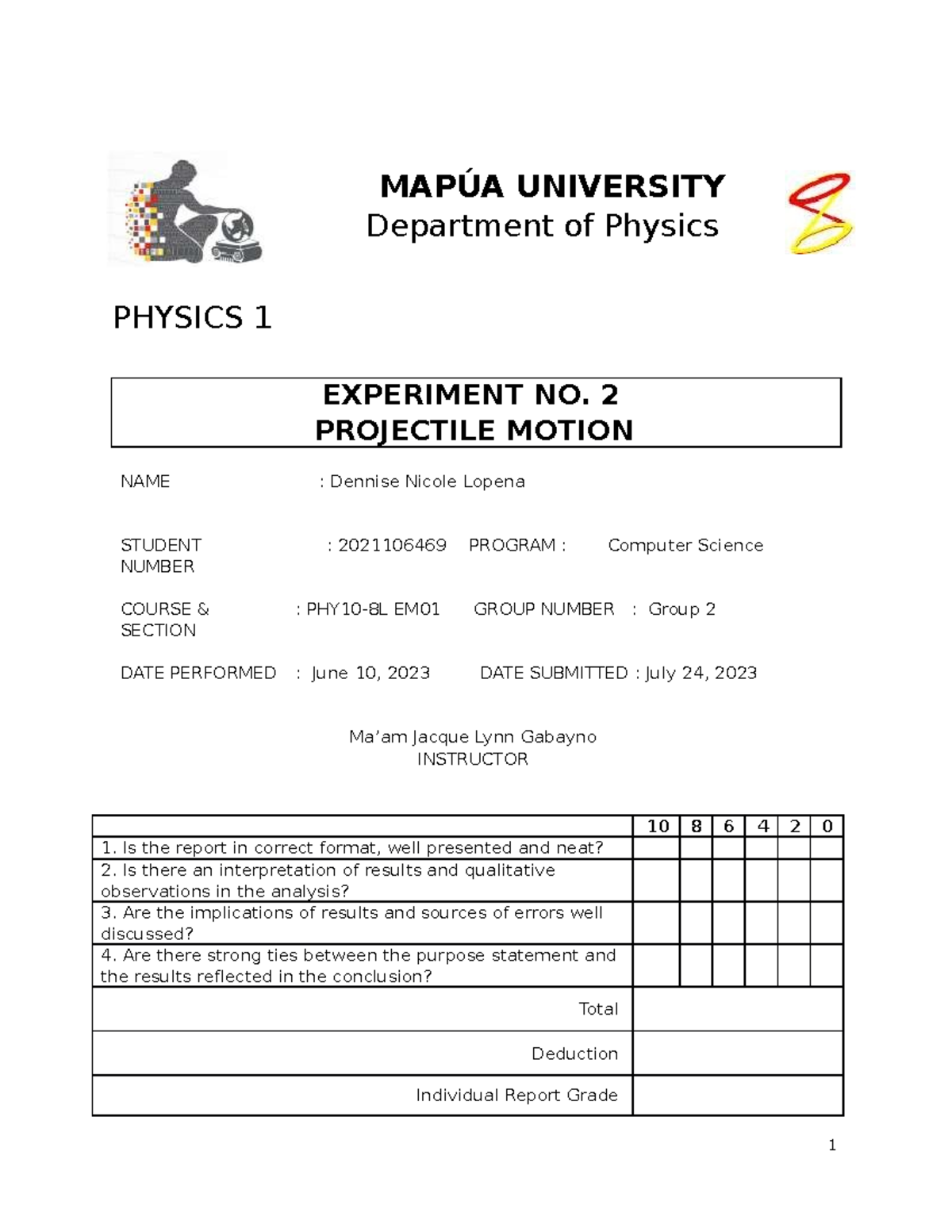 E02-Lopena Dennise Nicole - MAPÚA UNIVERSITY Department of Physics ...