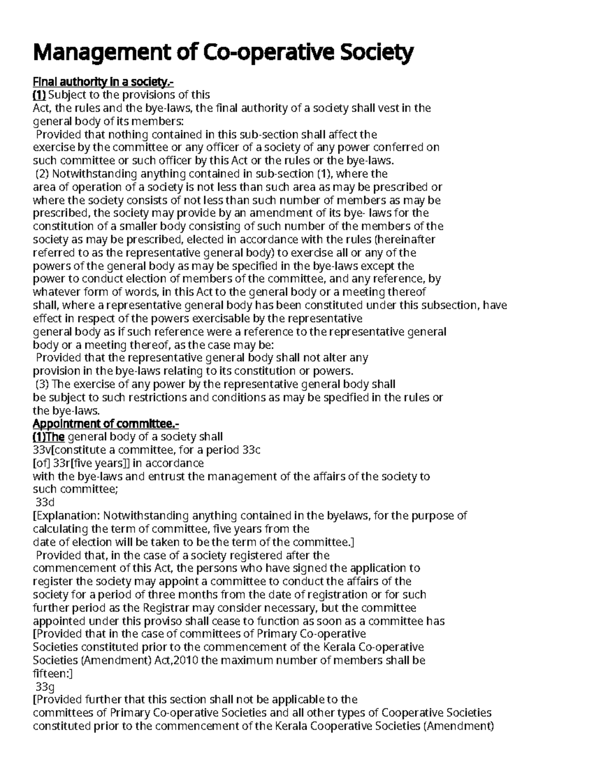Appointment of committee - Management of Co-operative Society Final ...