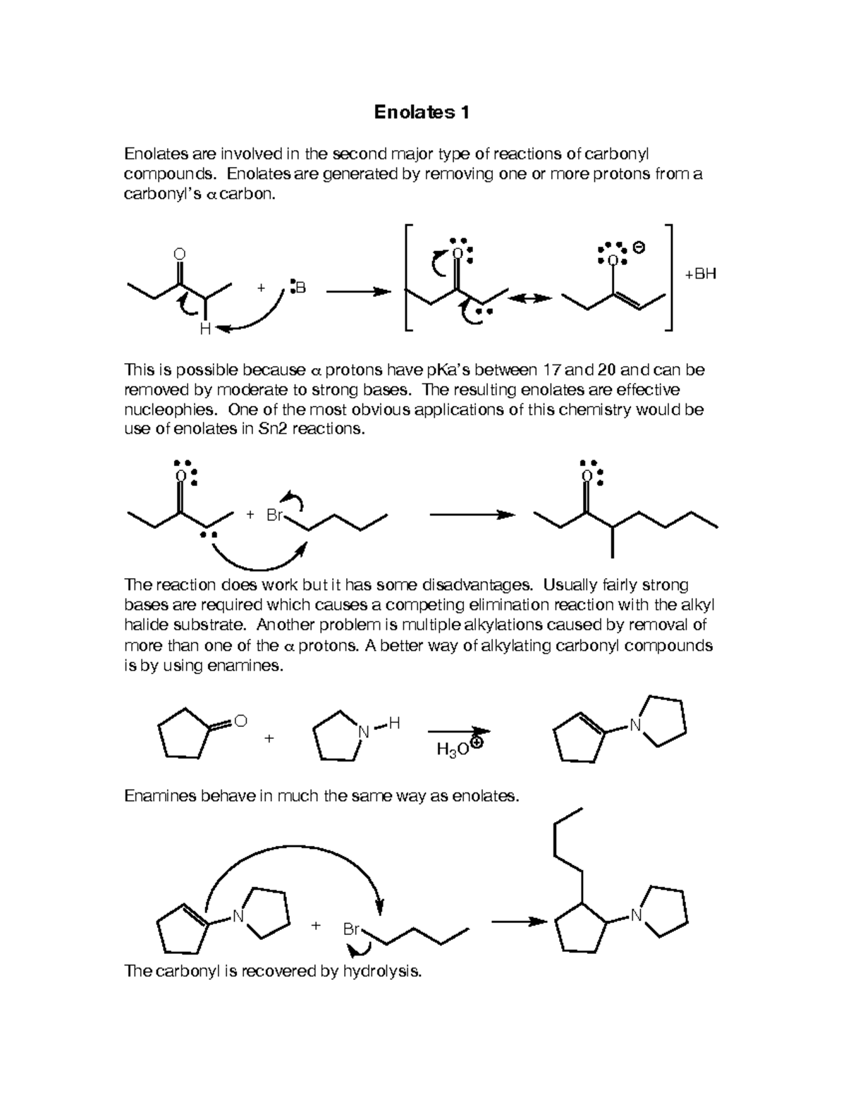 Enolates 1 notes-2 - Summary of enolate notes and reactions - Enolates ...