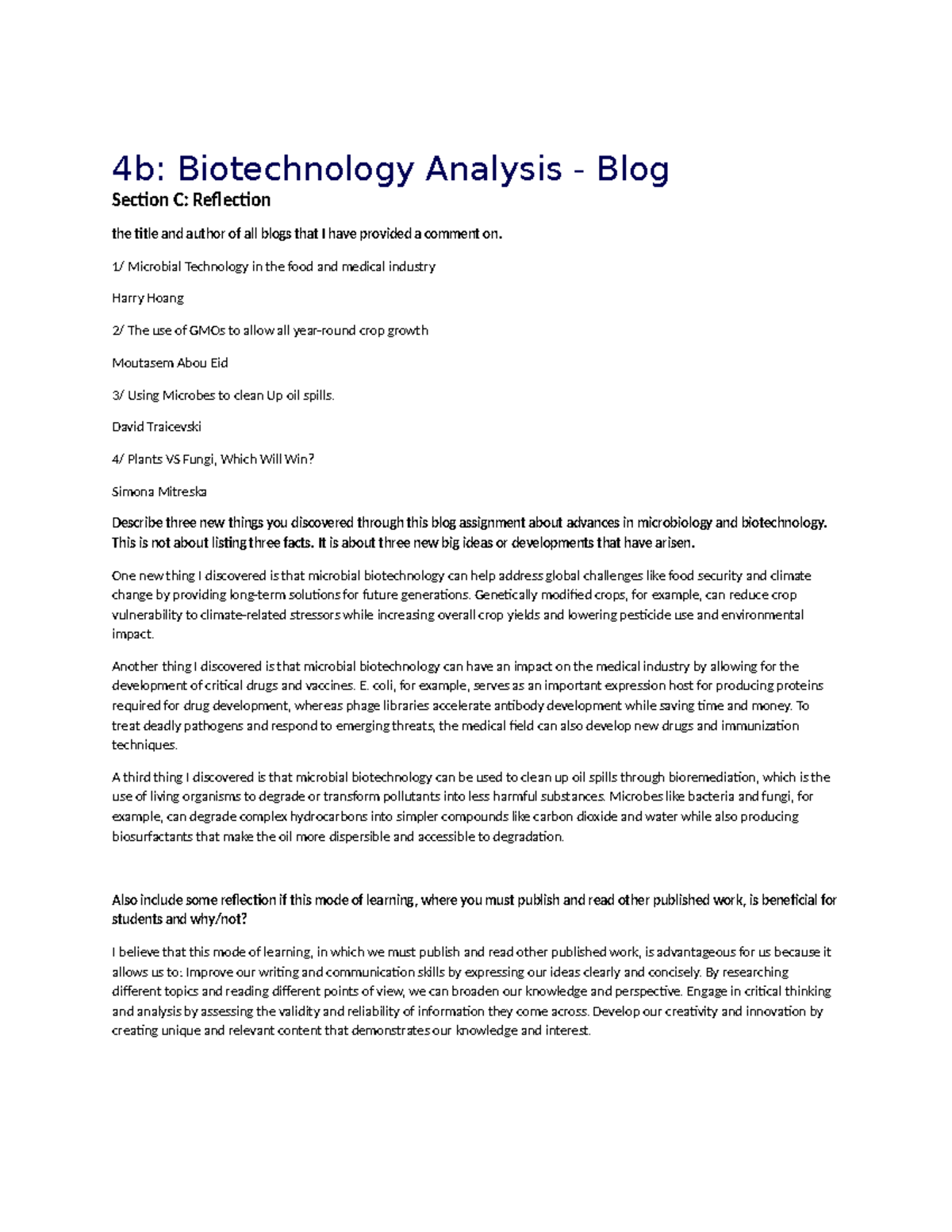 Reflection - Summary Introduction To Microbiology And Microbial ...