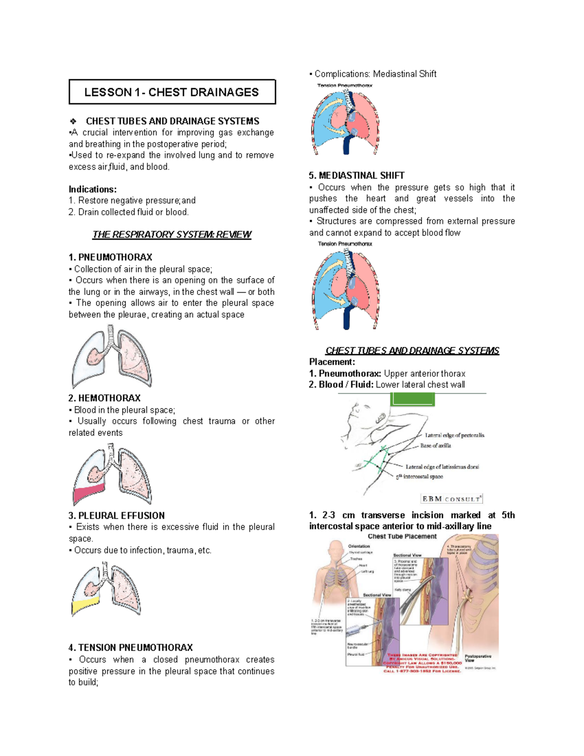 Lesson 1-3 wk2-rle - ....... - LESSON 1- CHEST DRAINAGES CHEST TUBES ...