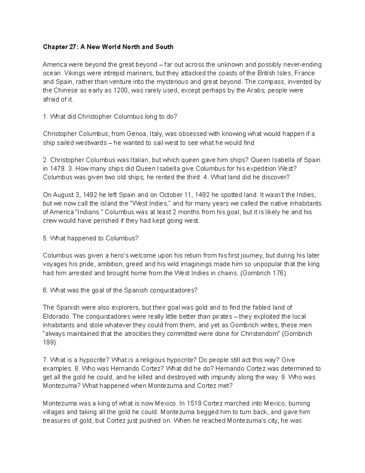 World history chapter 26,27 - study guide - Chapter 27: A New World ...