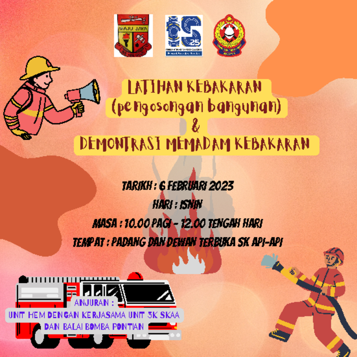 Latihan kebakaran (pengosongan bangunan) & demontrasi memadam kebakaran ...
