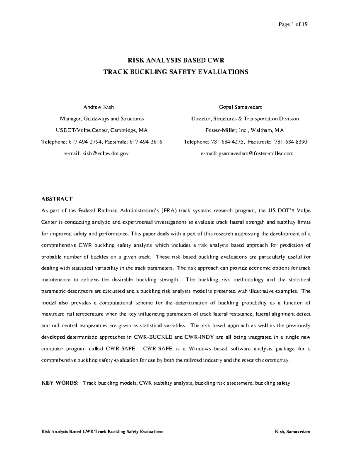 Dot 8469 DS1 - Buckling of Ship Structures - RISK ANALYSIS BASED CWR ...