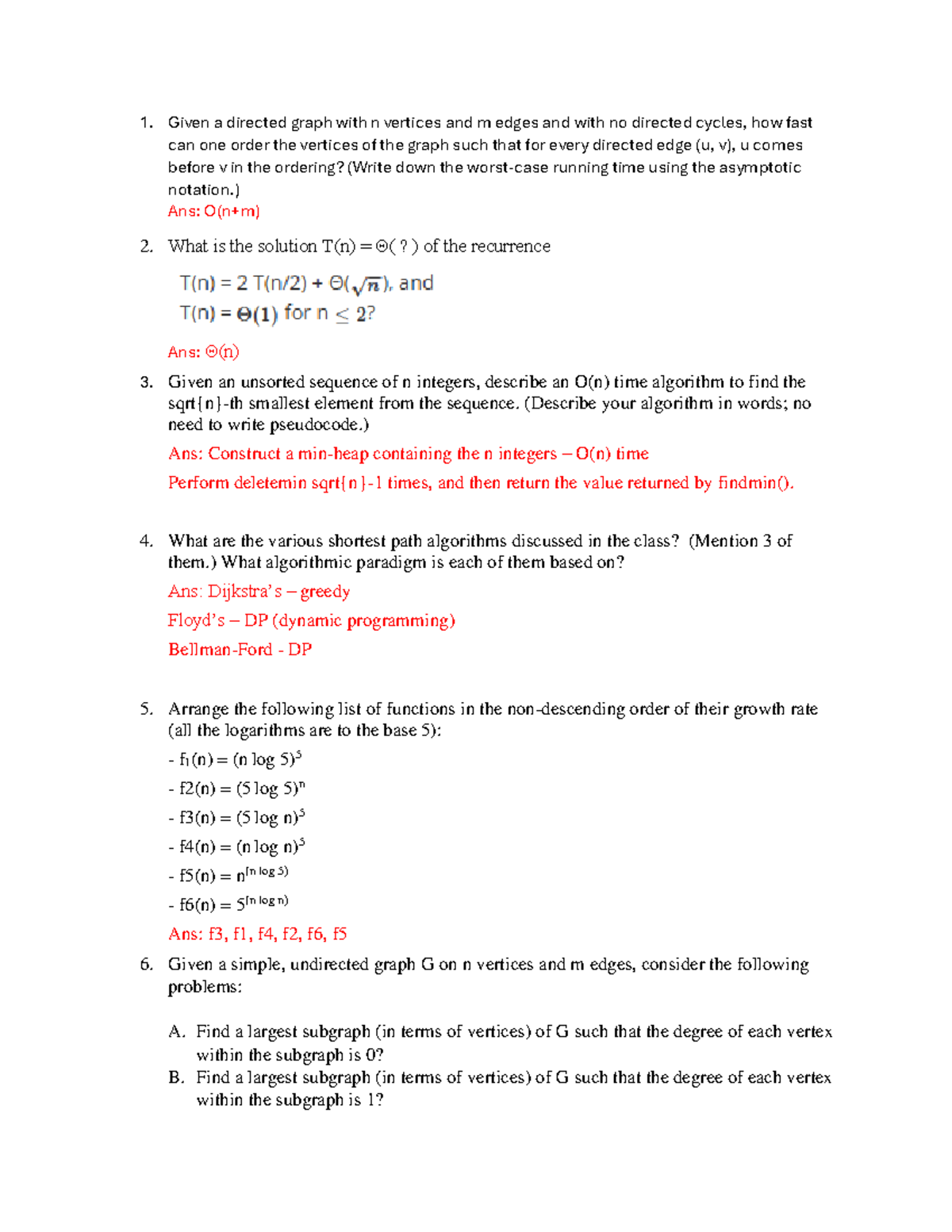 Final-2024-summer - solutions - Given a directed graph with n vertices ...