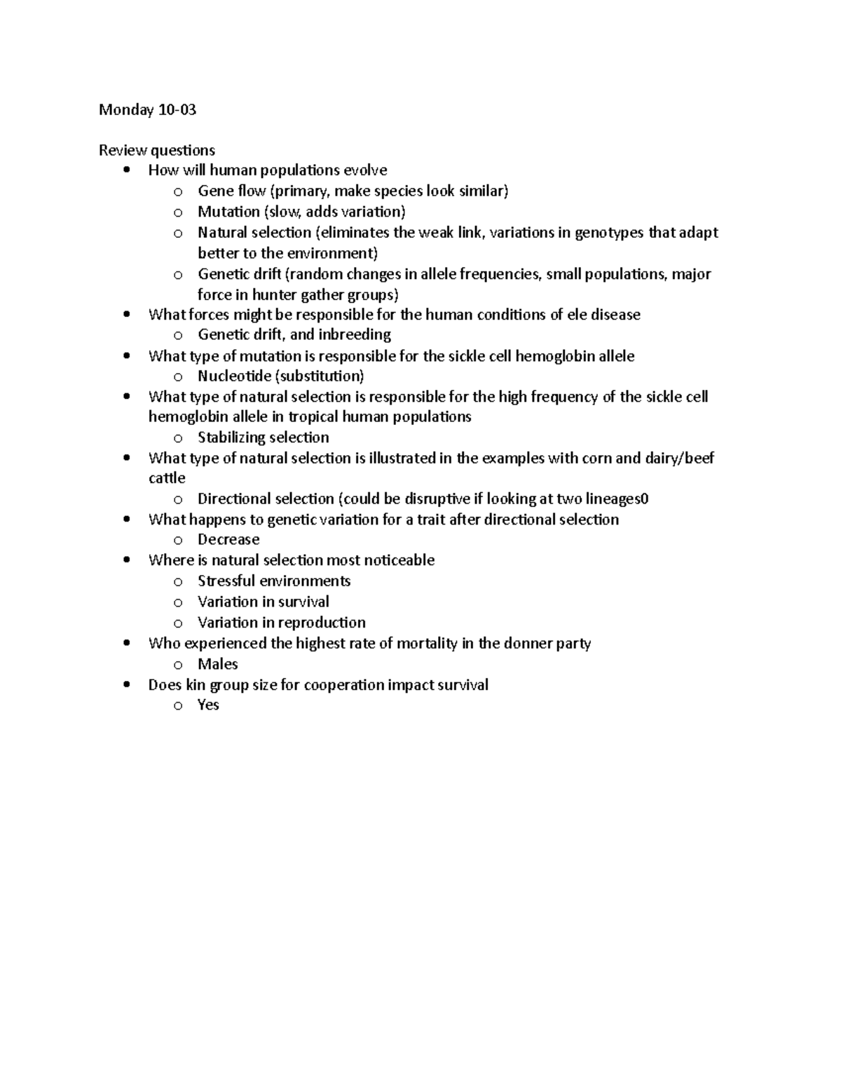 Human Biology week 7 - Monday 10- Review questions How will human ...