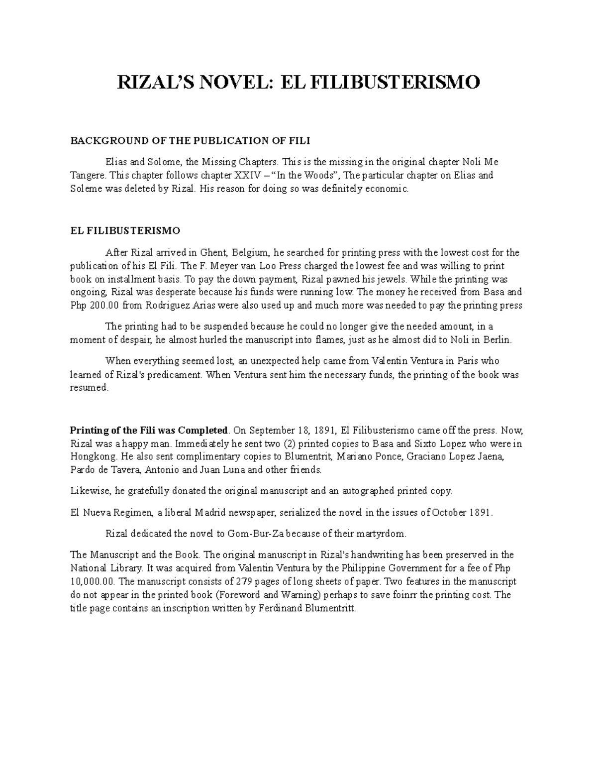 Rizals-EL- Filibusterismo - RIZAL’S NOVEL: EL FILIBUSTERISMO BACKGROUND ...