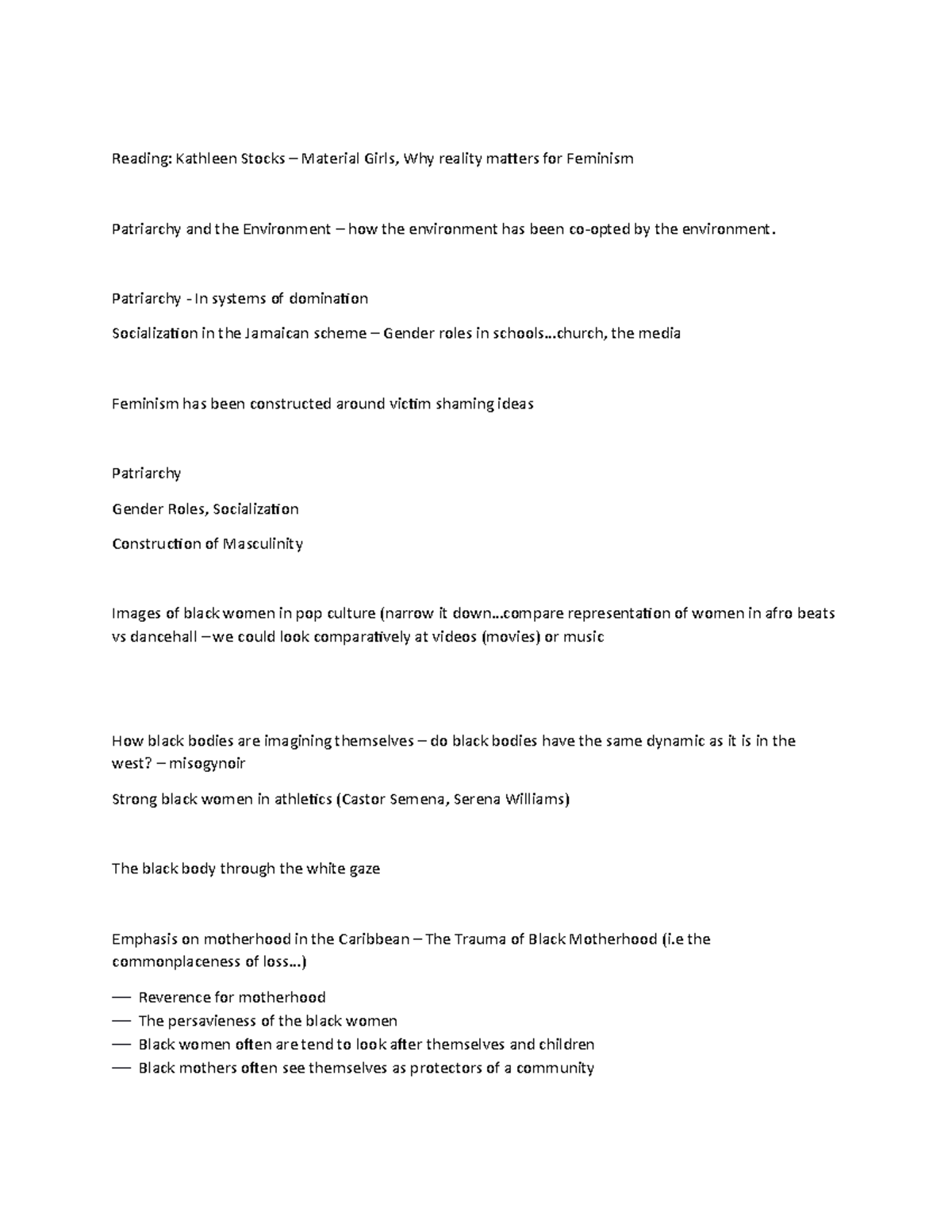 GEND3031 Tutorial Notes - Reading: Kathleen Stocks – Material Girls ...
