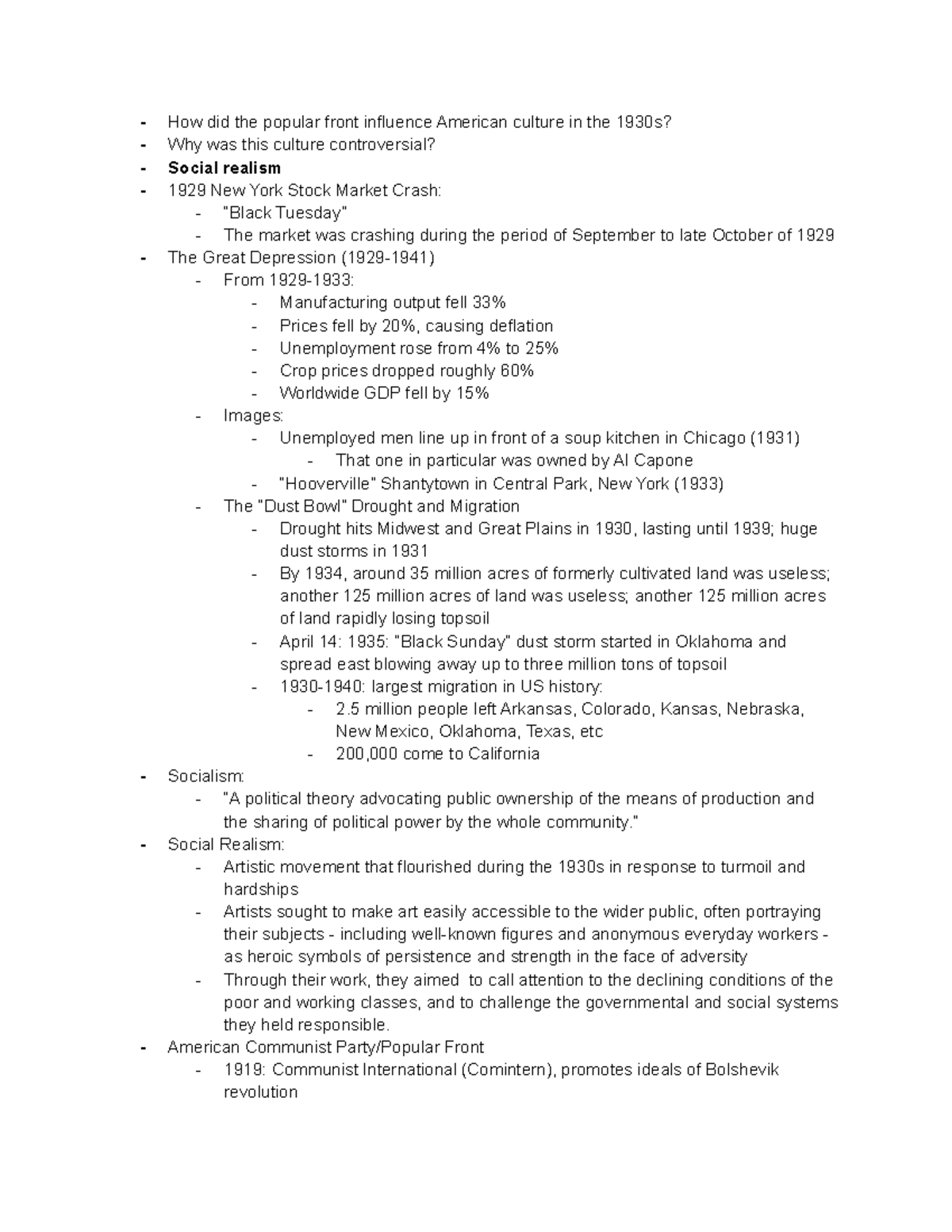 Lecture 14 Great Depression and the Culture of the New Deal - How did ...