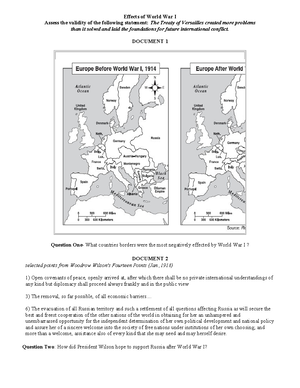 Treaty of versailles dbq - DBQ: Treaty of Versailles Directions: Read ...