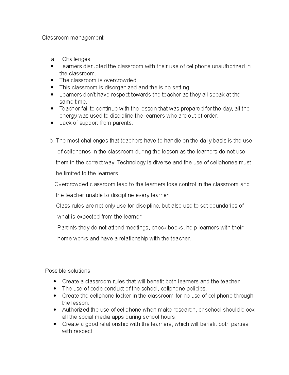 BPT 1501 Assignment NO 1 Classroom management - BPT1501 - Unisa - Studocu