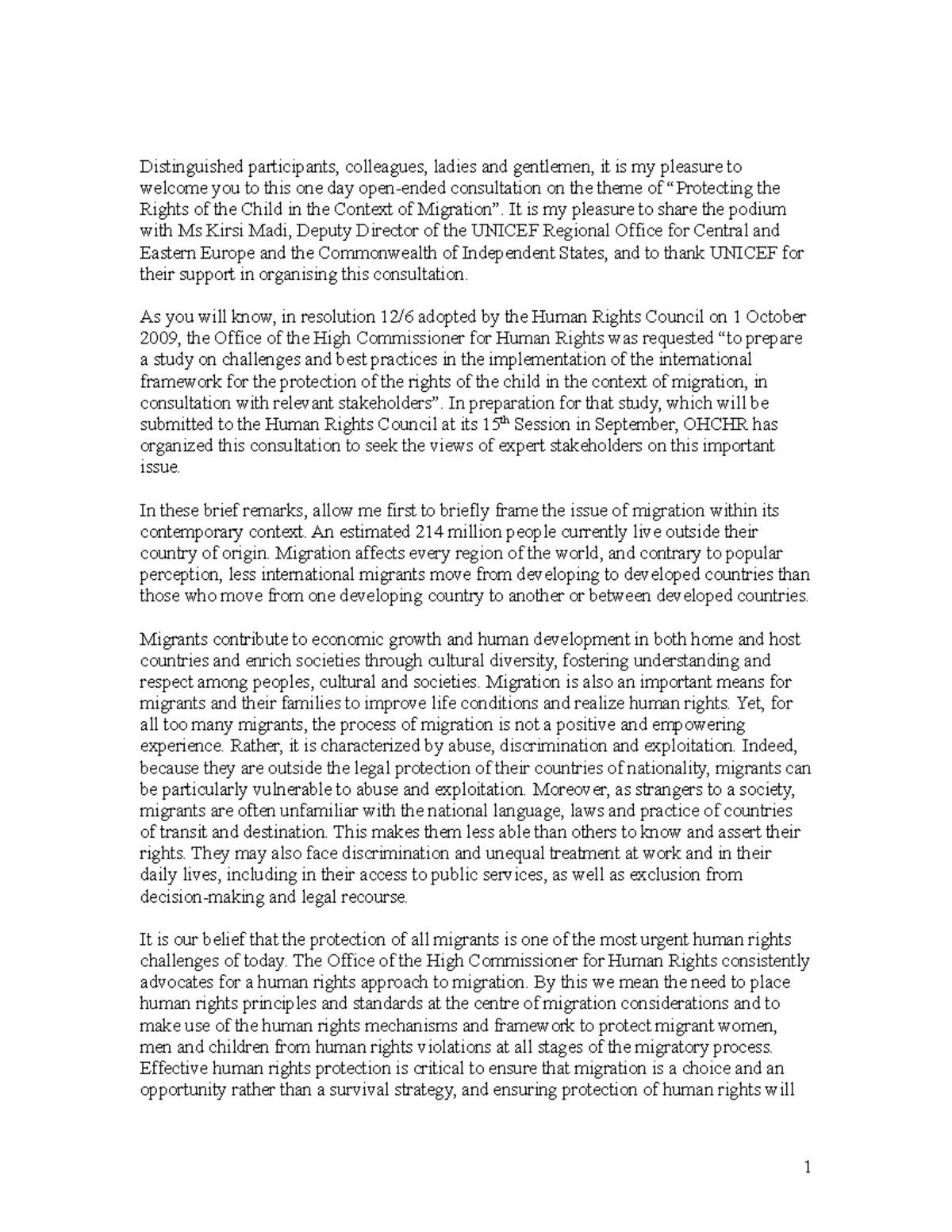 Ohchr opening remarks 25May - Distinguished participants, colleagues ...