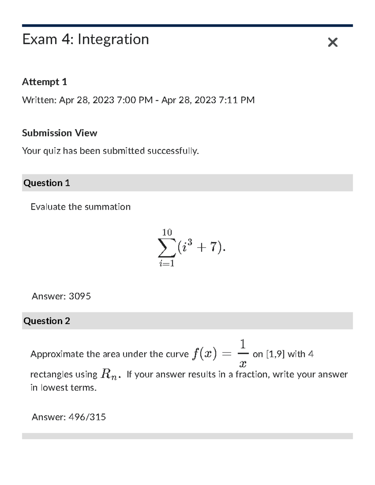 Exam 4- Integration - Exam 4: Integration Meme Smith (username: msmit835) Attempt 1 Written: Apr ...